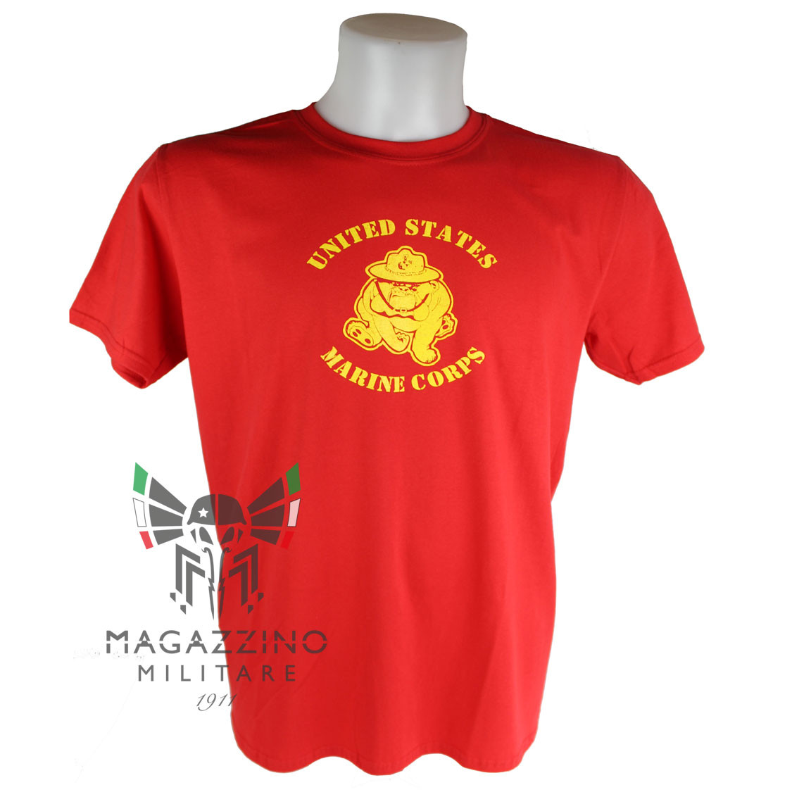 Military US Marines Bull Dog T-Shirt front and back RED instructor