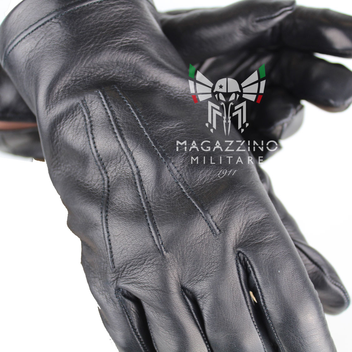Original Italian Army black leather gloves