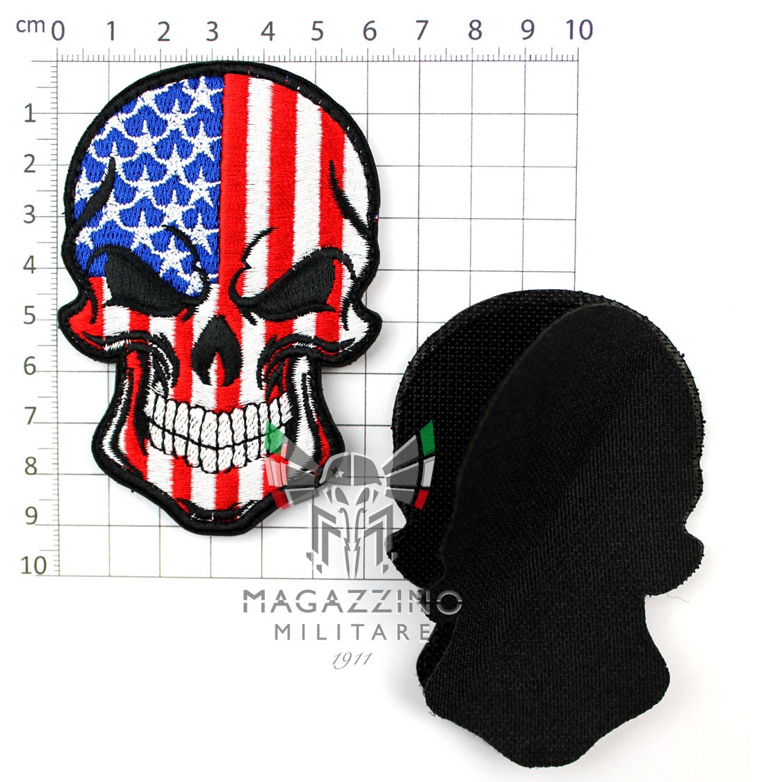 Embroidered Velcro Skull Patch USA (157)