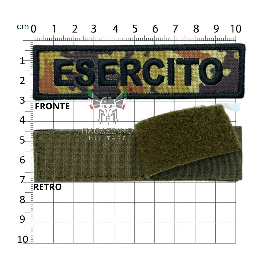 Embroidered Army Patch 12x3 cm with Velcro on Vegetated Background (95)