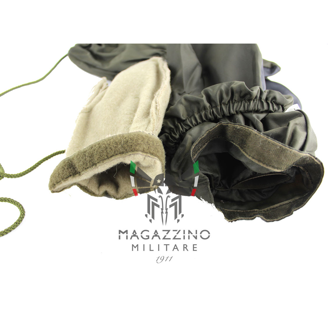 Gloves mittens Nylon and leather original Italian Army lined Alpini